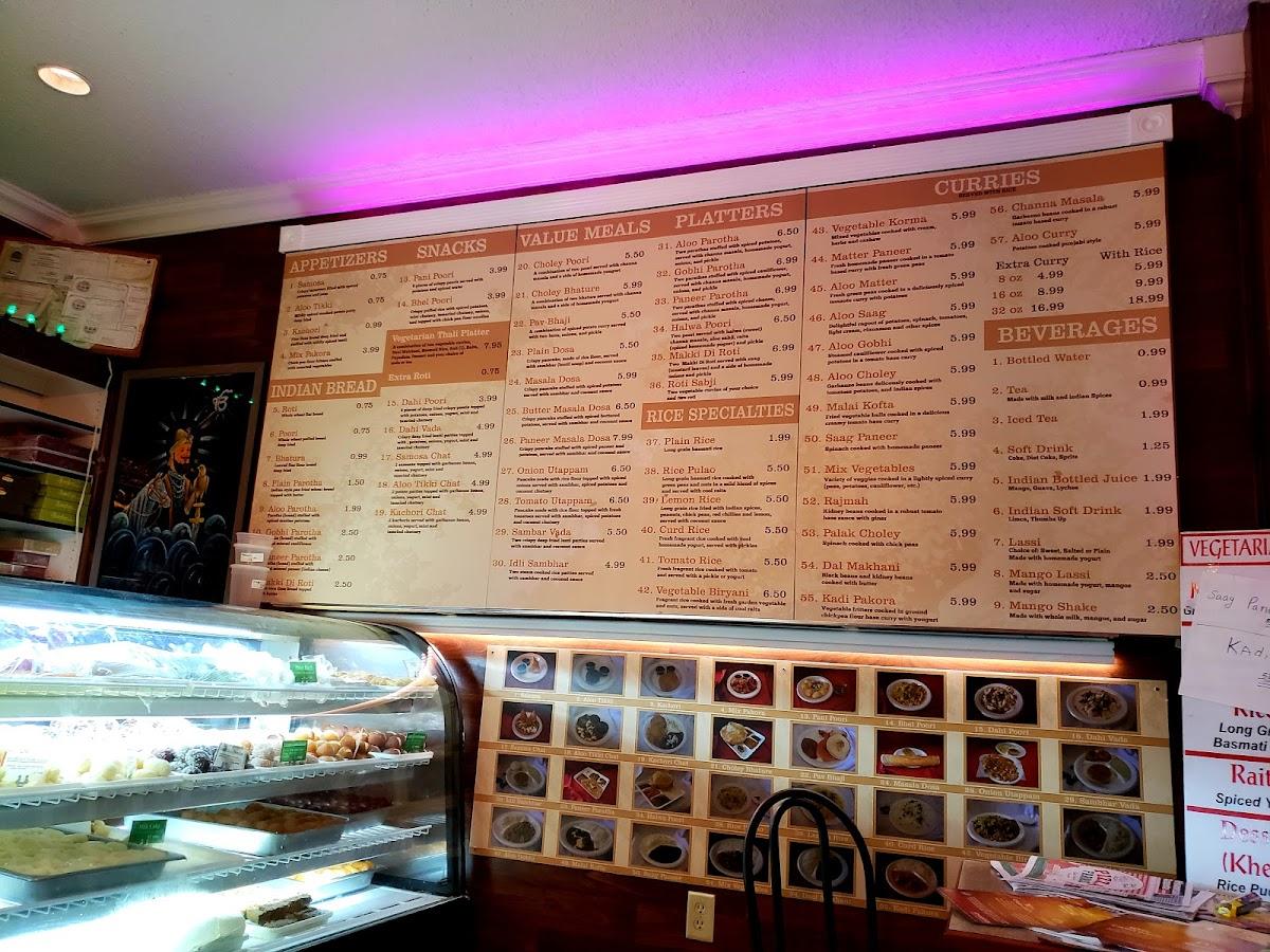 Menu at Bombay Sweets restaurant, Milwaukee, South 13th Street