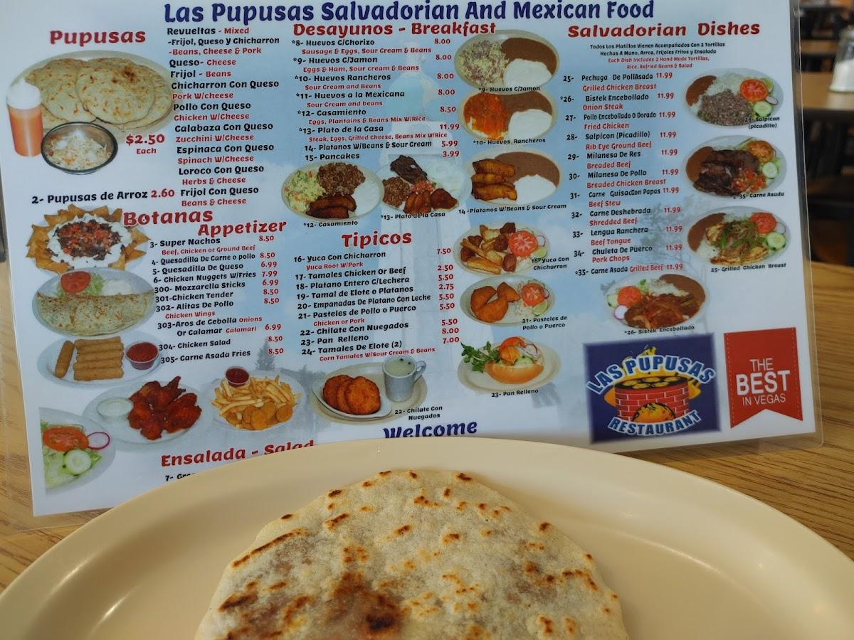 Menu at Las Pupusas Restaurant, Las Vegas, W Cheyenne Ave
