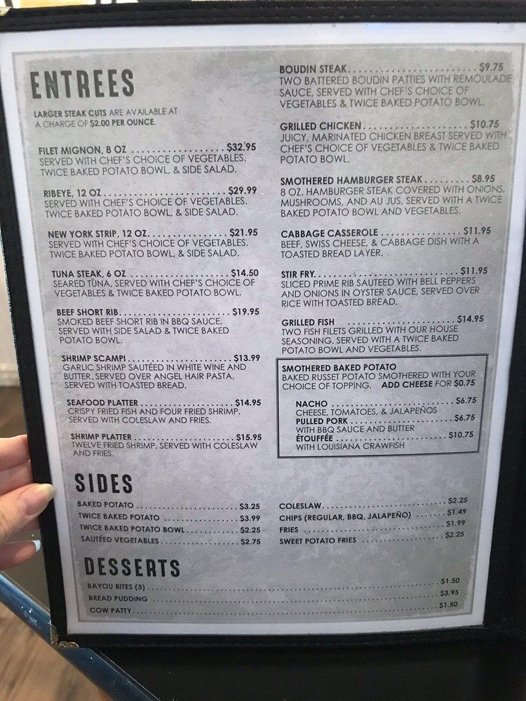 Menu at Prime Butcher & Brasserie steakhouse, Lake Charles