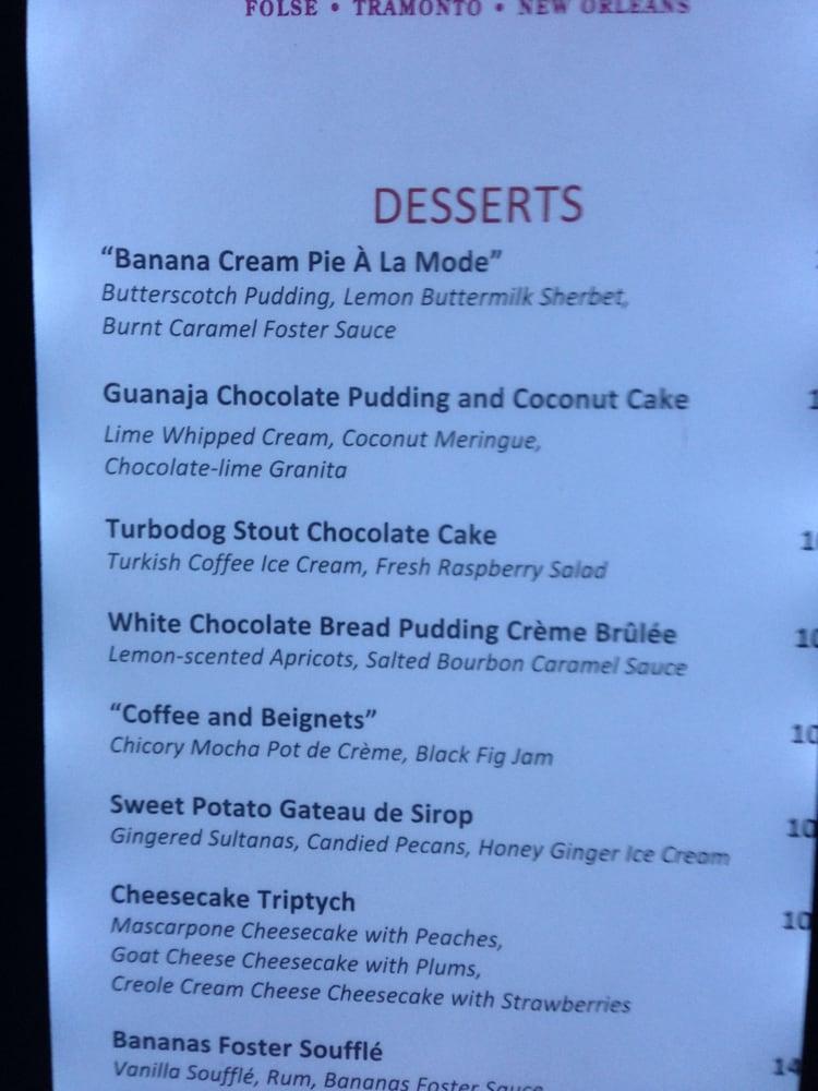 Menu at Restaurant R'evolution, New Orleans