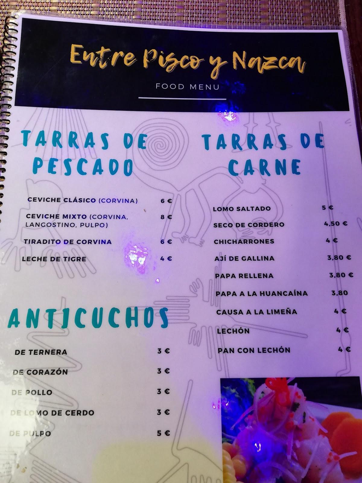 Menu at Entre Pisco y Nazca Madrid La República del Pisco restaurant ...