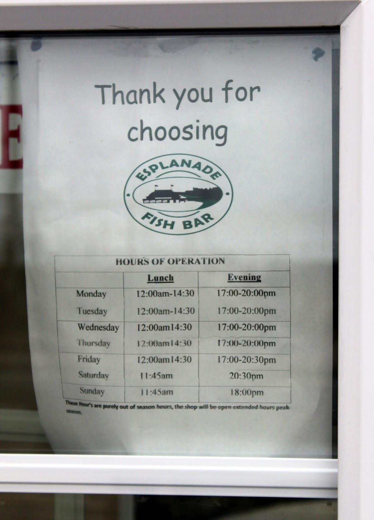 Esplanade Fish Bar in Burnham-on-Sea - Restaurant menu and reviews