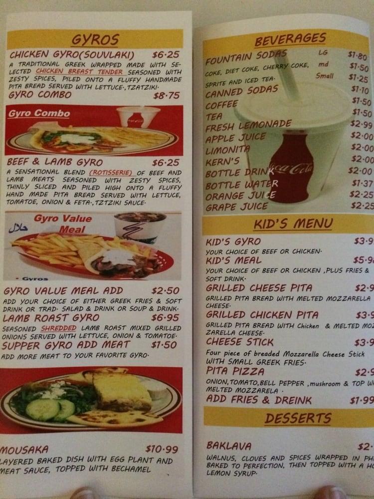 Menu at Gyro World restaurant, Kirkland