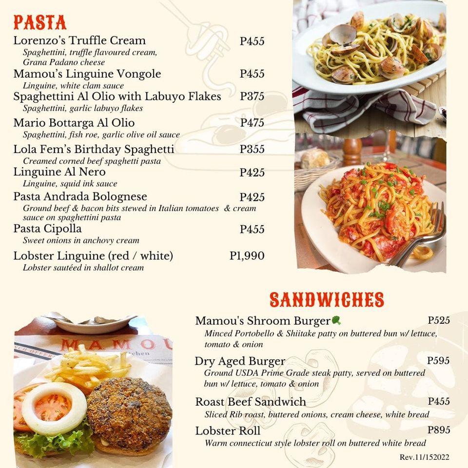 Menu at Mamou - A Home Kitchen steakhouse, Taguig, Mcarthur Avenue ...