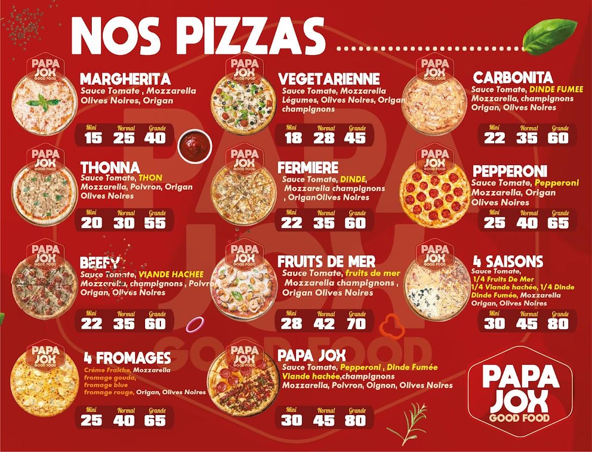 Speisekarte von PAPA JOX restaurant, Agadir, CC7F+4XW