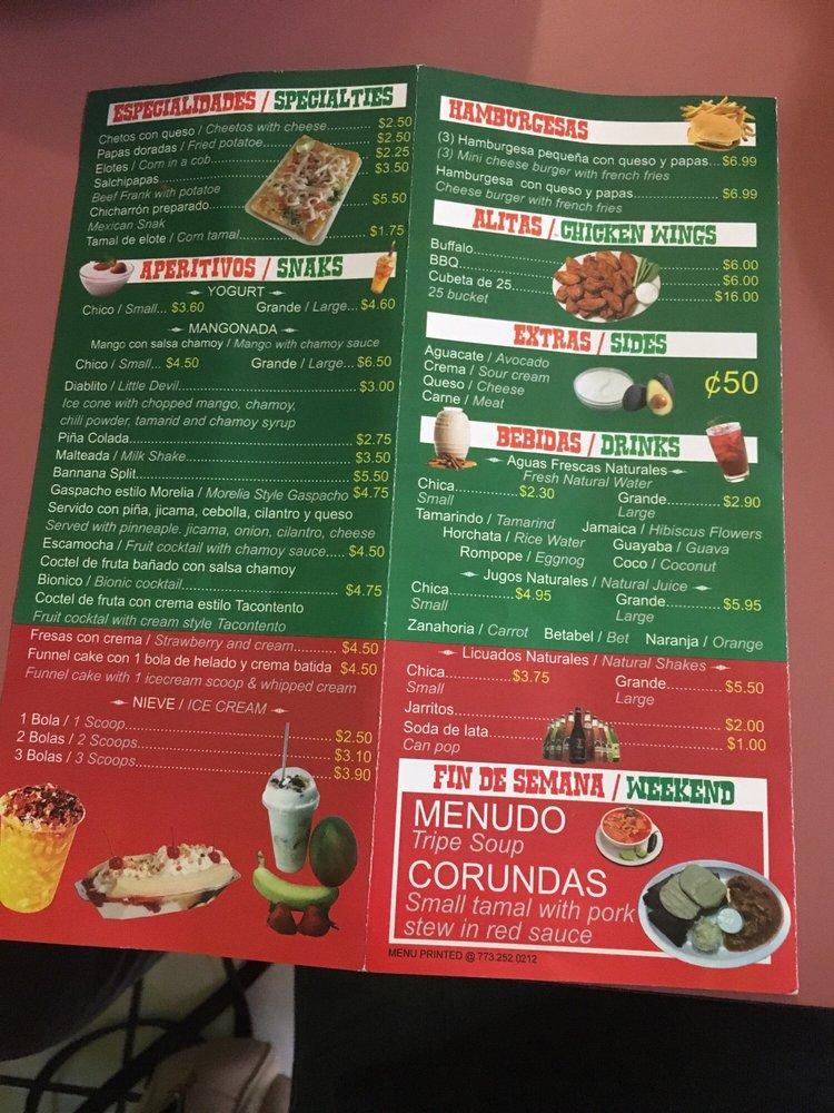 Menu at Tacontento restaurant, Chicago, W Montrose Ave