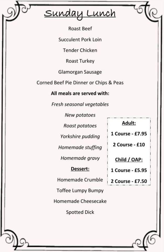 Menu at The Greenfield pub & bar, Pentre