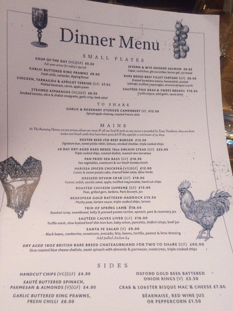 Menu at The Running Horses pub & bar, Dorking