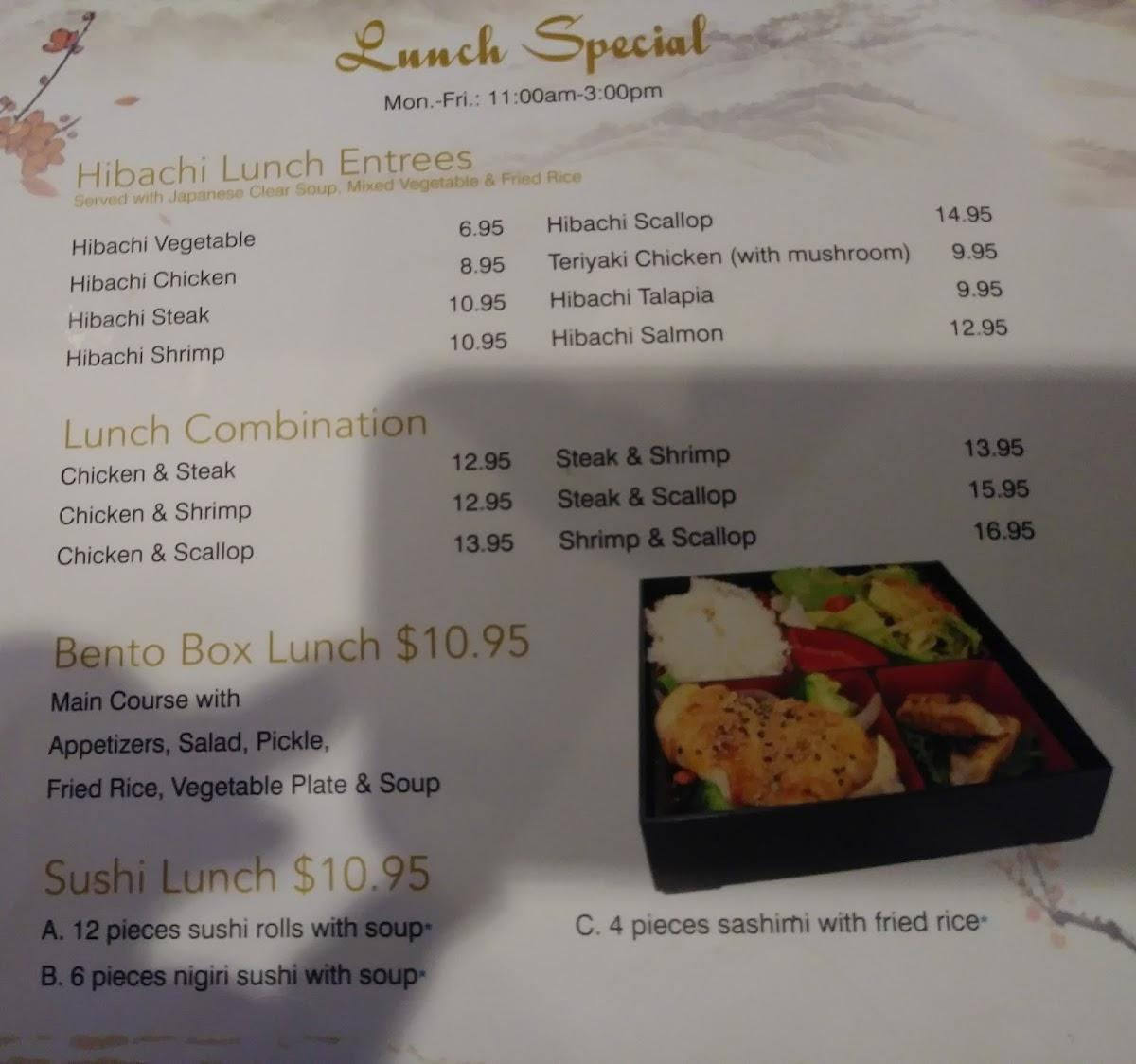 Menu at Yuyo Japanese Restaurant, Lubbock