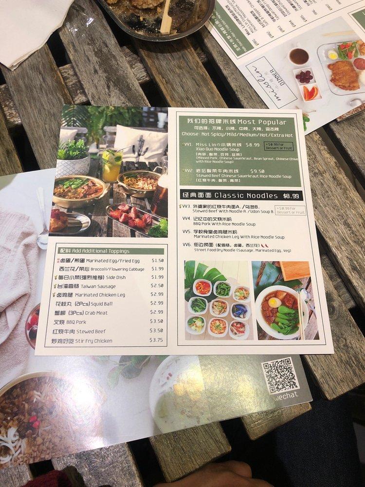 Menu at Miss Lin Cafe, Markham
