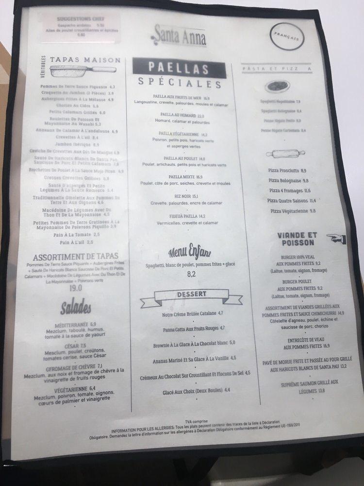 Carta de Restaurant Santa Anna, Barcelona, C. de Santa Anna