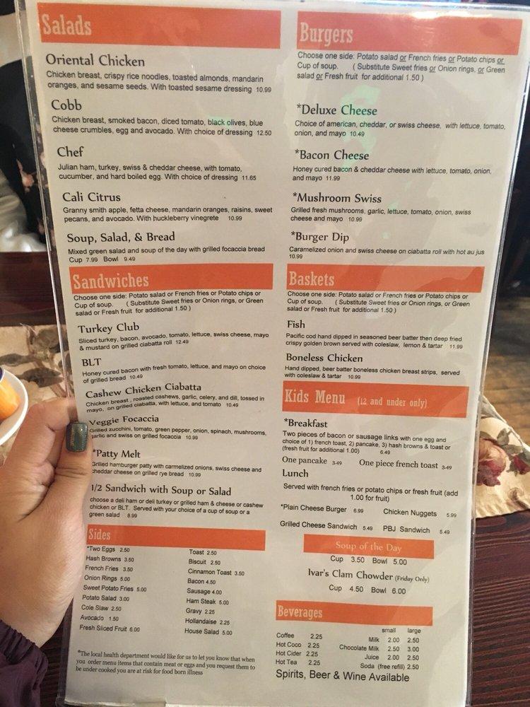 Menu at The Wild Huckleberry restaurant, Wenatchee