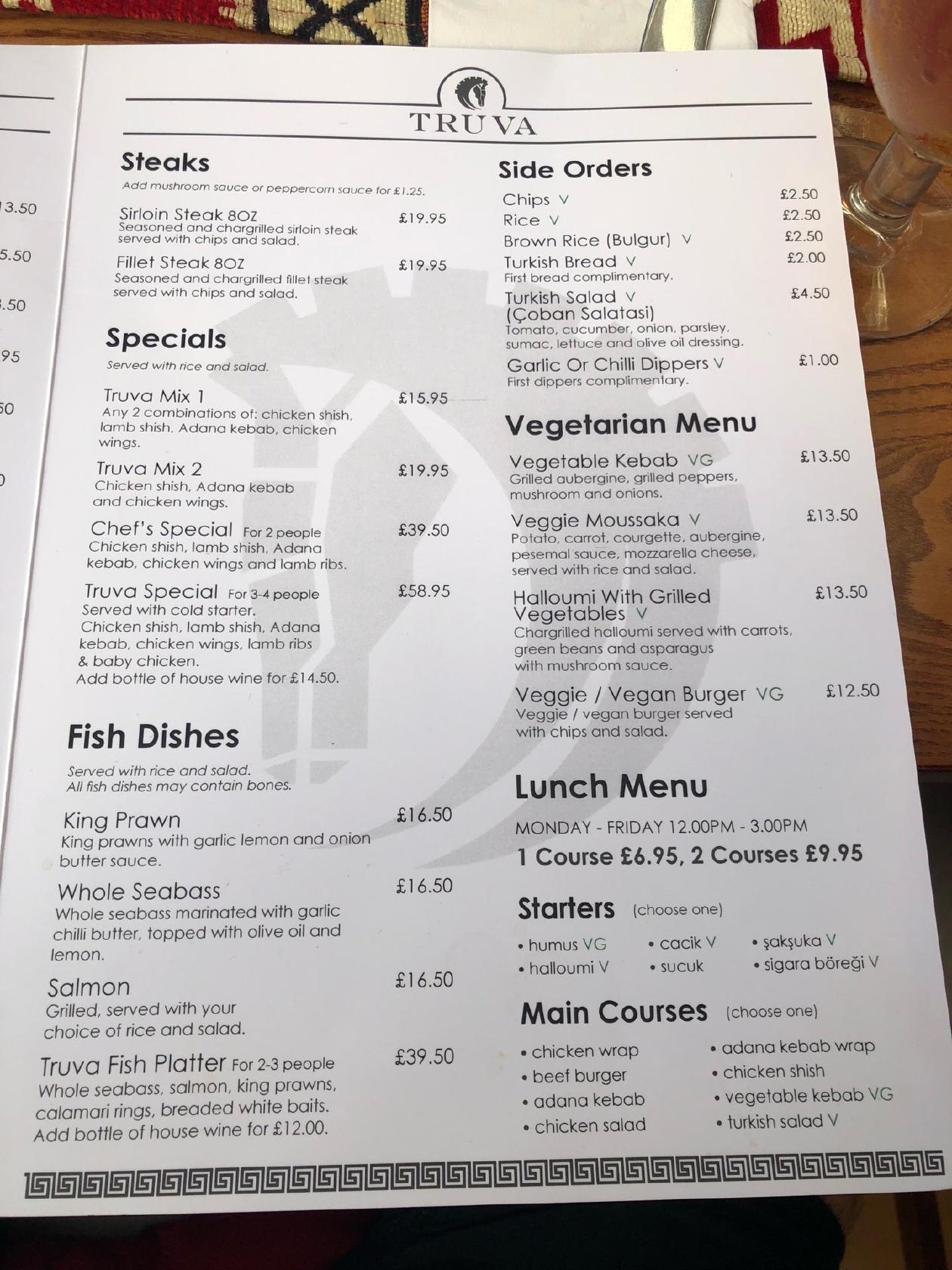 Menu at Truva Lounge Cocktail Bar, Towcester