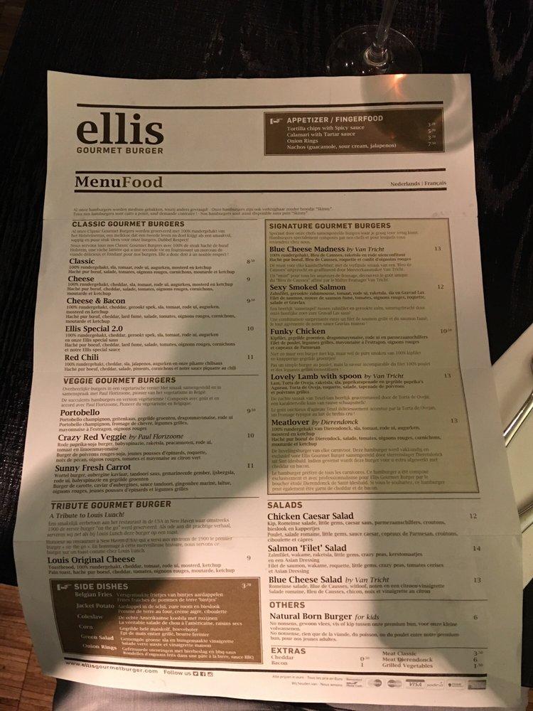 Menu at Ellis Gourmet Burger, Etterbeek