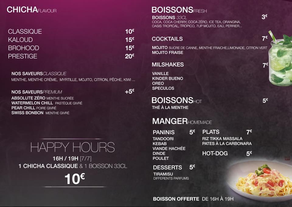Menu at Le Famous Chicha pub & bar, Athis-Mons