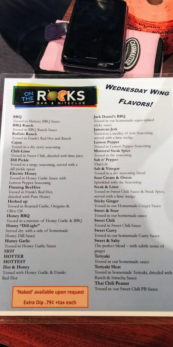 Menu at On The Rocks Bar & Niteclub, Selkirk