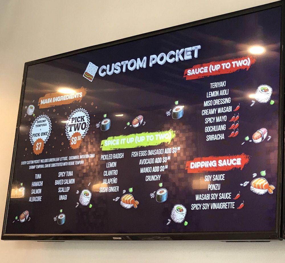 Menu at Pocket Sushi restaurant, Pleasanton