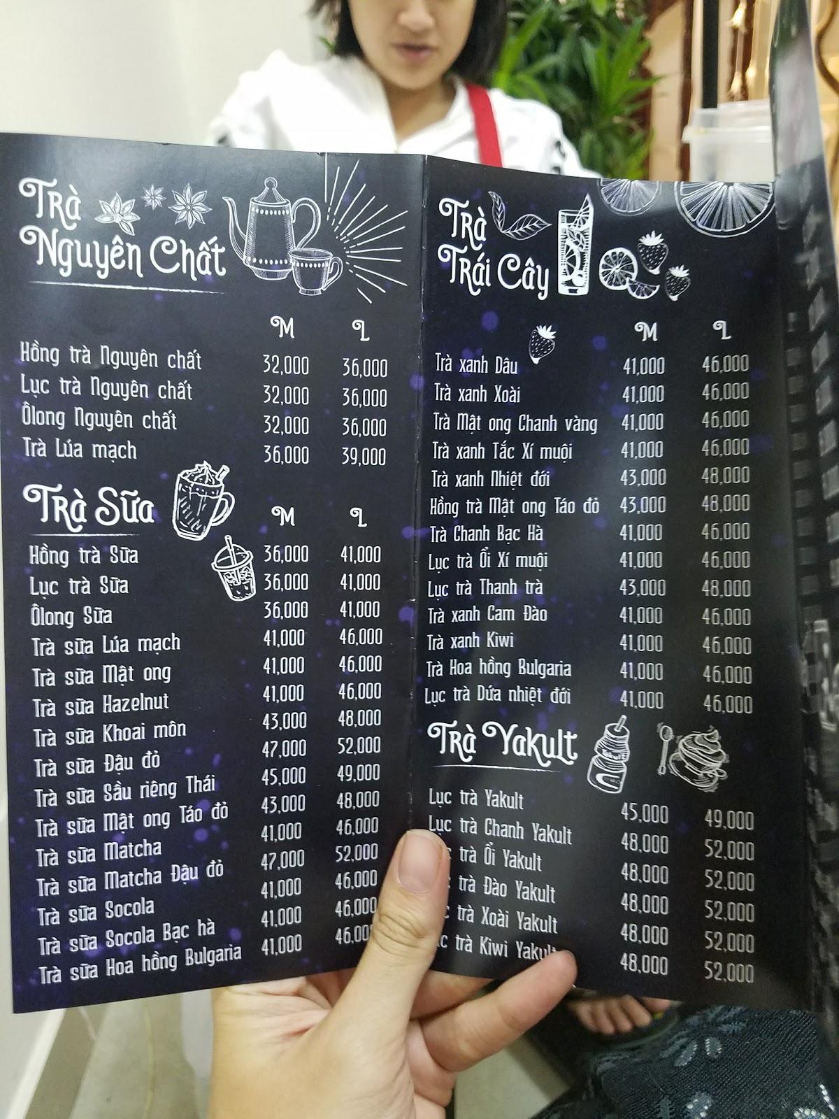 Menu at Tarocchi cafe, Ho Chi Minh City