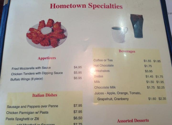 Menu at Uncle D's Diner restaurant, Berlin
