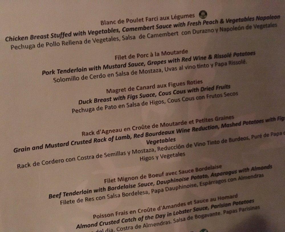 Carta del restaurante Bordeaux, Mexico, Secret Maroma Beach Resort & Spa