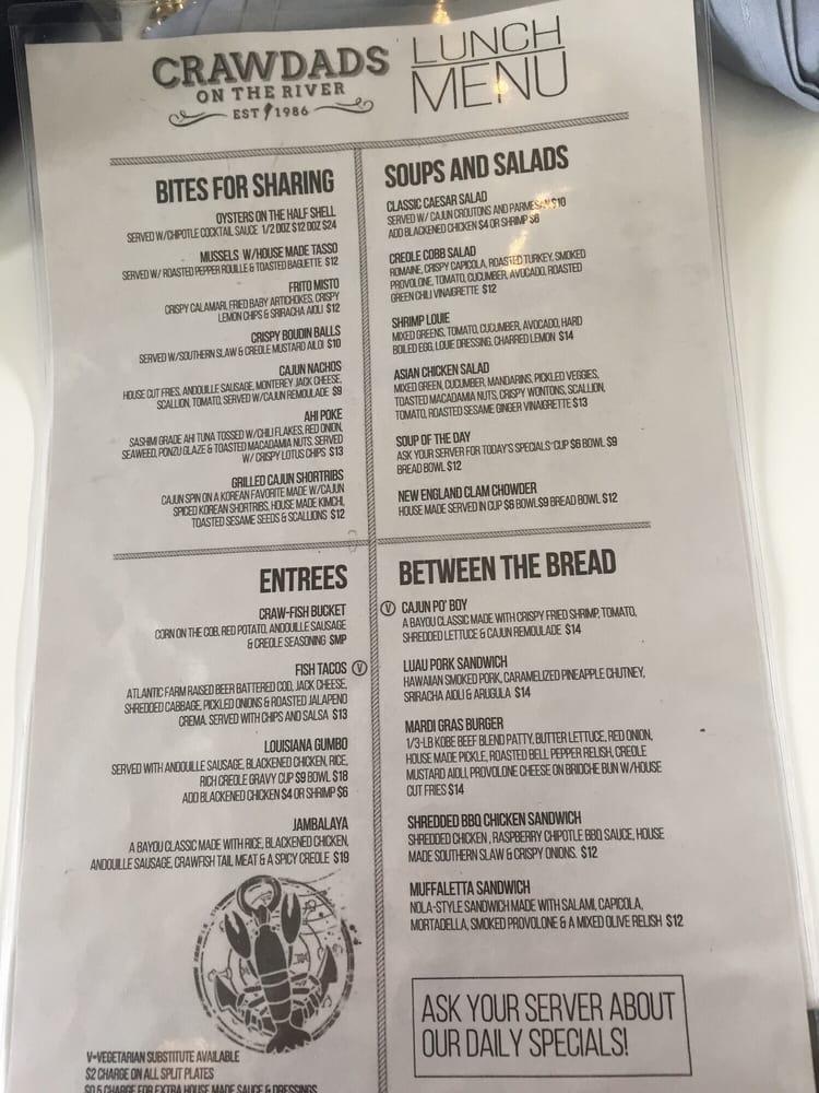 Menu at Crawdads on the River pub & bar, Sacramento