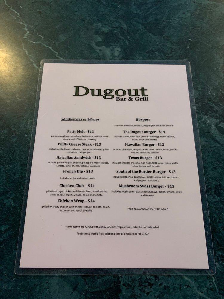Menu at The Dugout pub & bar, Pasco