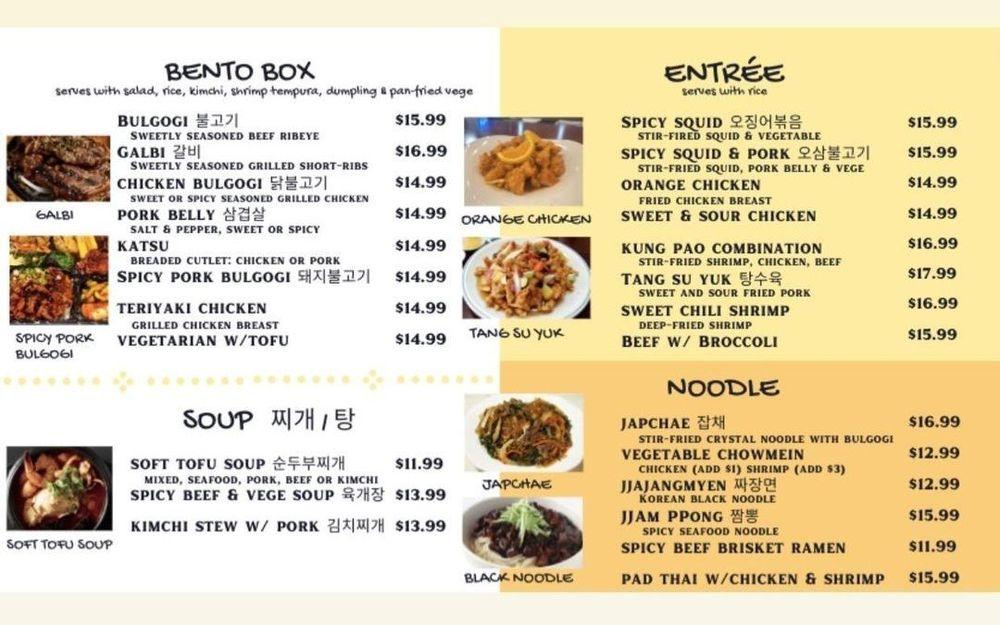 Menu at Gogi & Asian Cuisine restaurant, Phoenix