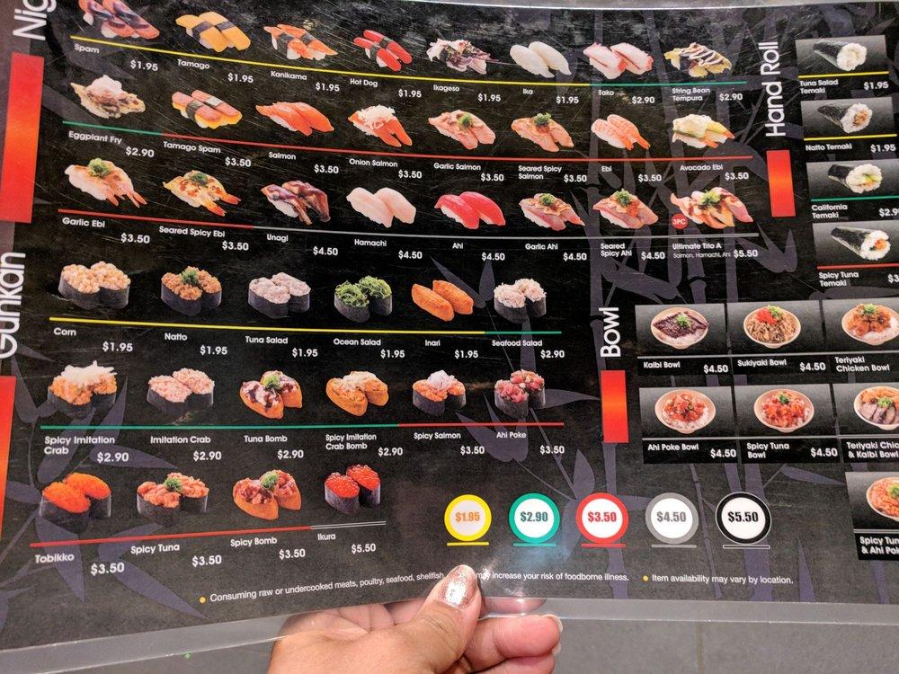 Menu at Genki Sushi restaurant, Hilo