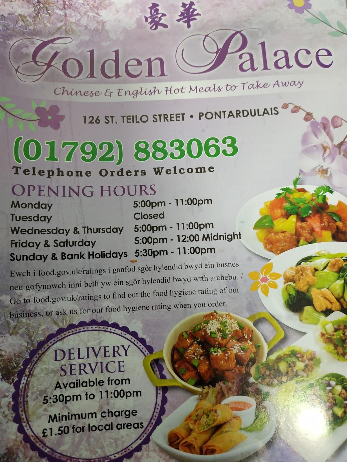 Menu at Golden Palace restaurant, Llangennech