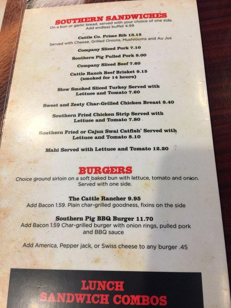 Menu at Southern Pig & Cattle Co. Stuart BBQ, Stuart