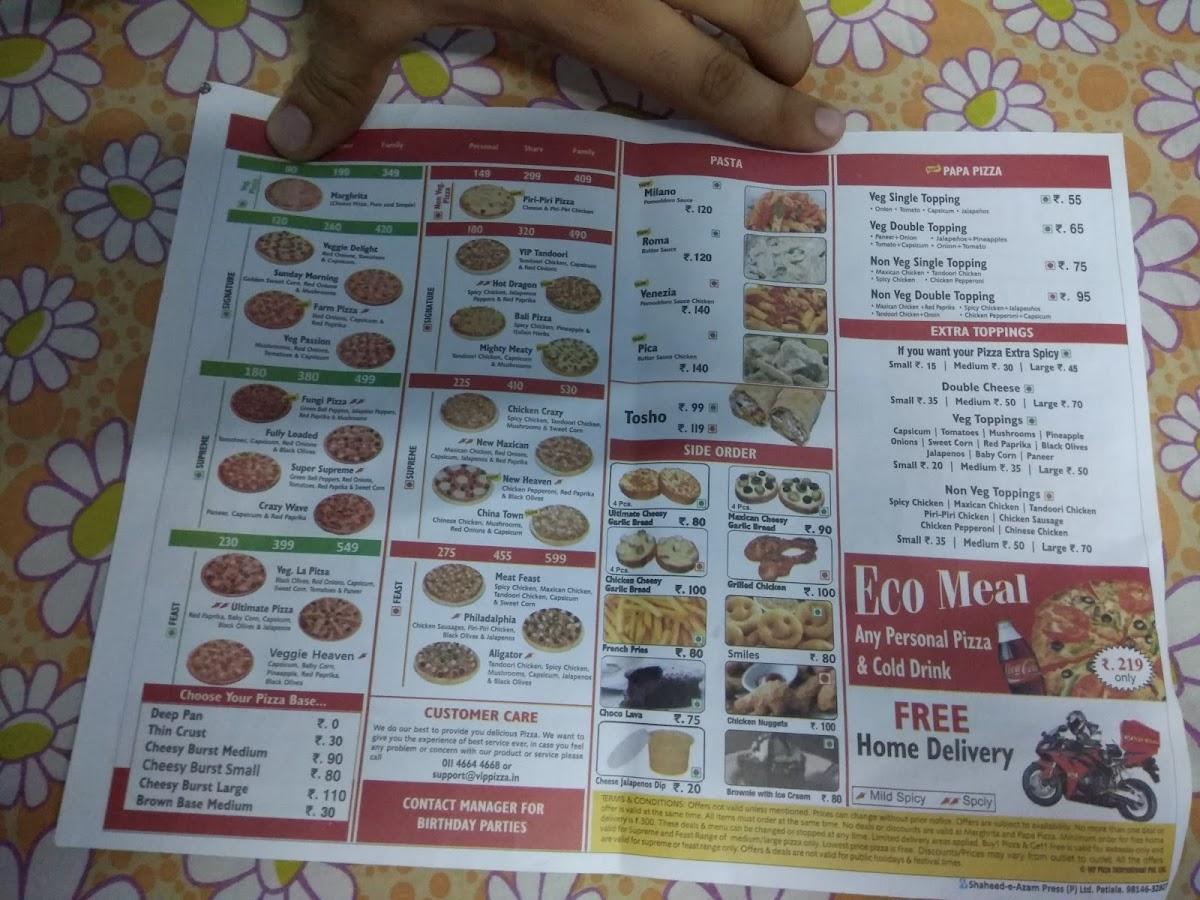 Menu at vip pizza, Nabha, 95G6+8WM