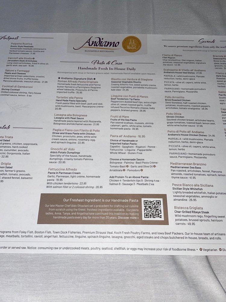 Menu at Andiamo Bloomfield Township restaurant, Bloomfield Township ...