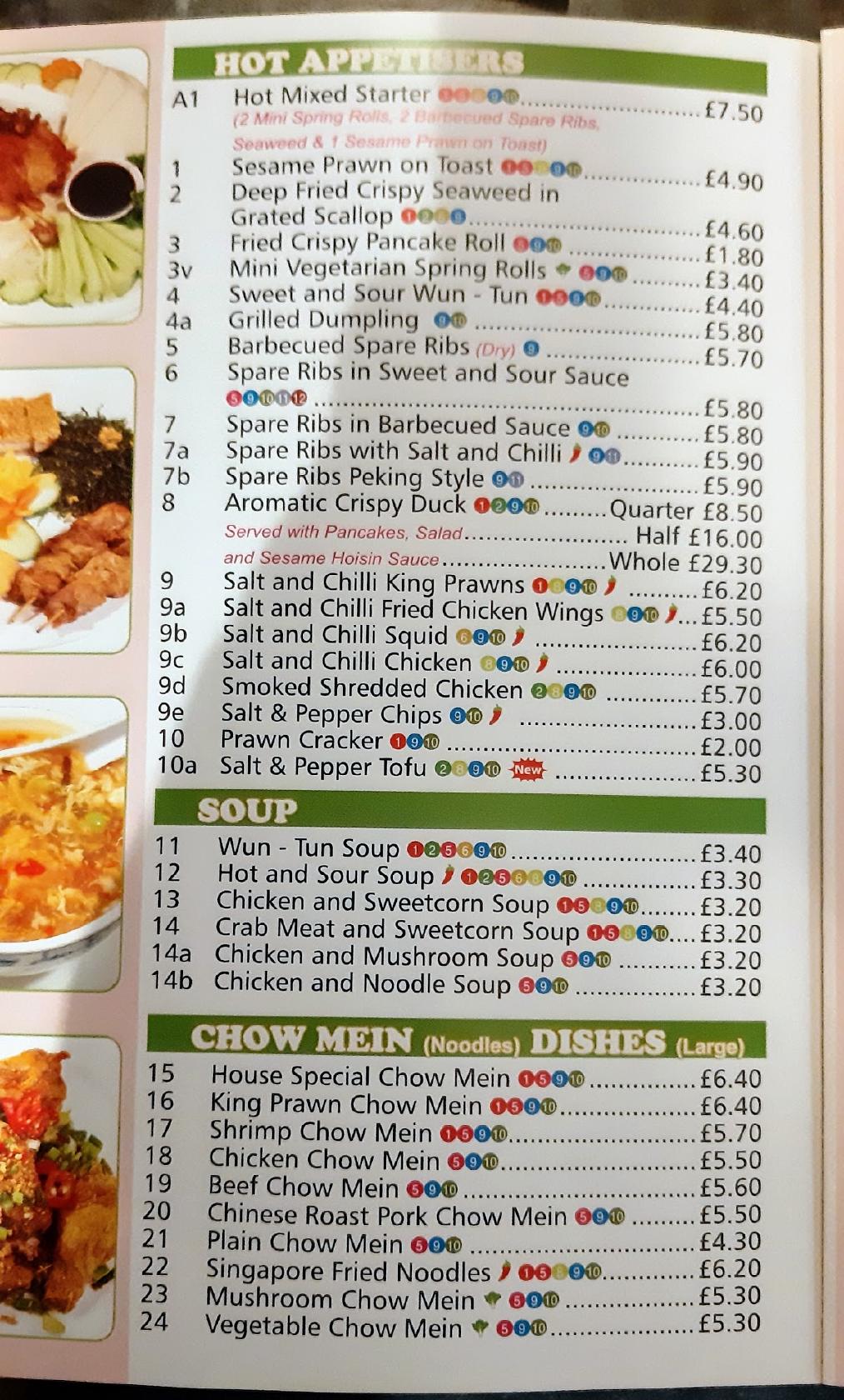 Menu at Cheungs fast food, Yatton