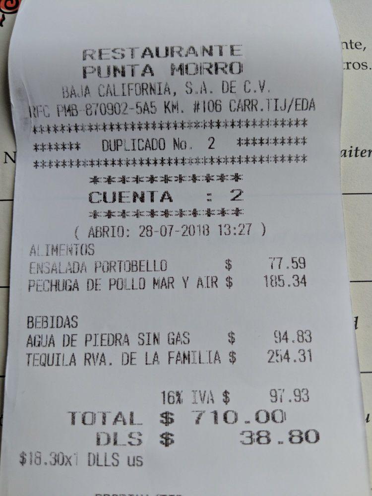 Menu at El Restaurante en Punta Morro, Ensenada