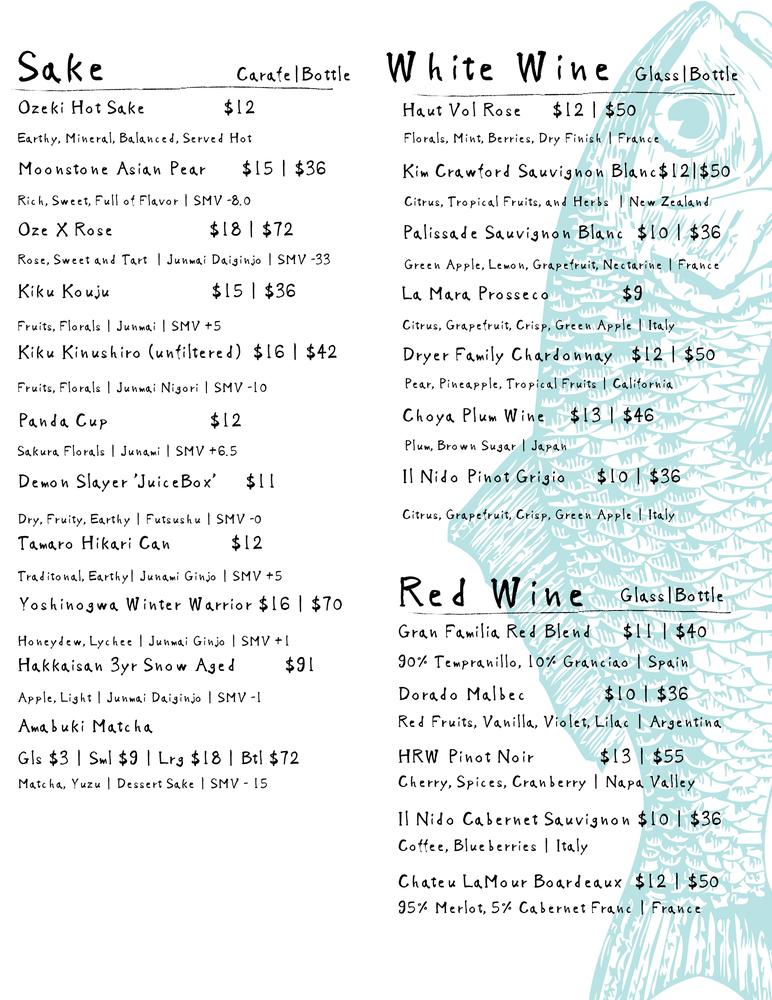 Menu at Misaki Restaurant, South Bethany