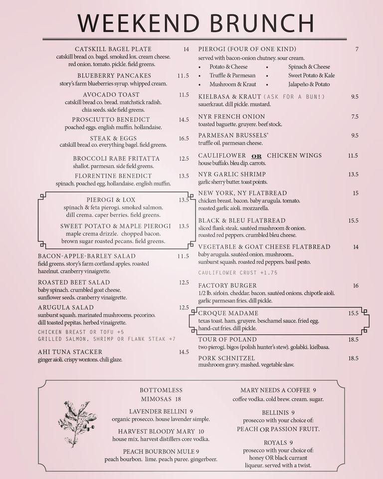 Menu at New York Restaurant, Catskill