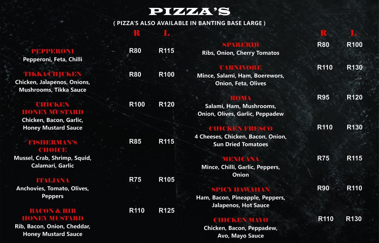 Menu at PicaPizza pizzeria, Saint Helena Bay, Harbour Lights Ave
