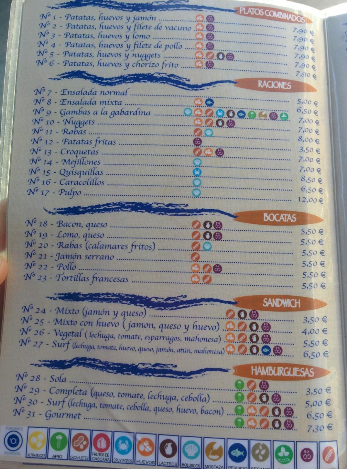 Carta de Surf Cafe Somo, Somo