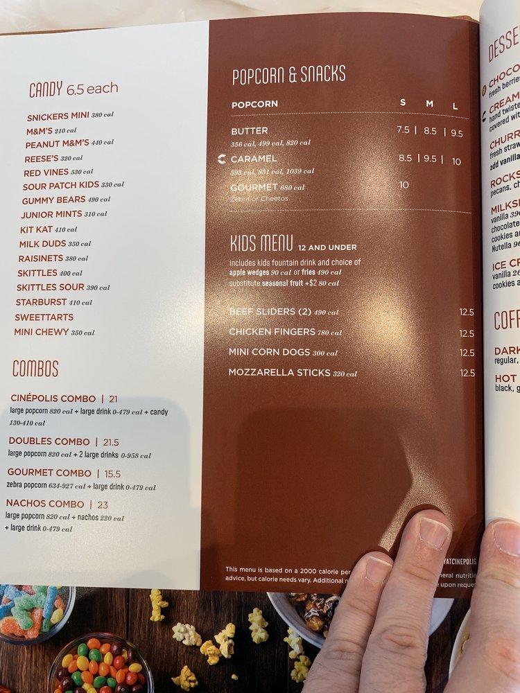 Menu at Cinépolis Luxury Cinemas pub & bar, Gaithersburg