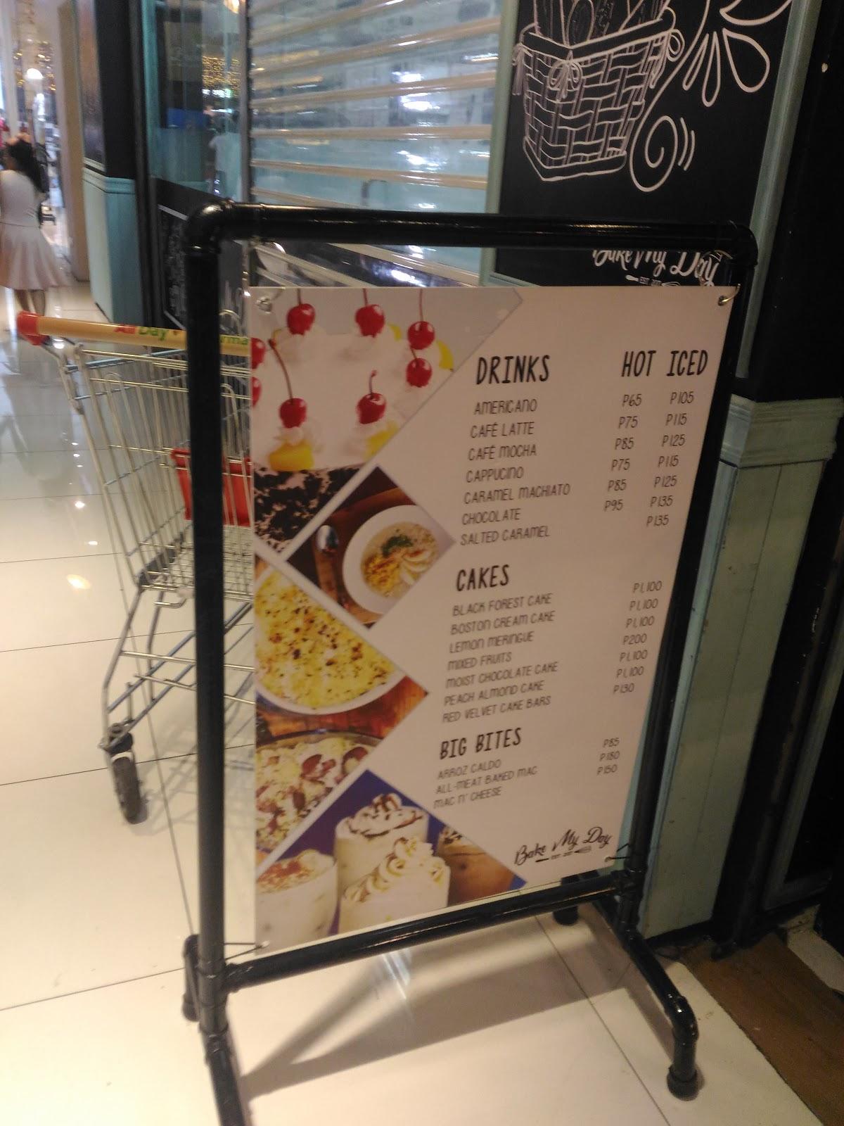 Menu at Bake My Day, Taguig