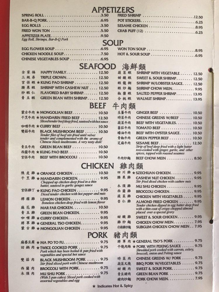 Menu at Chinese Panda restaurant, Sherwood