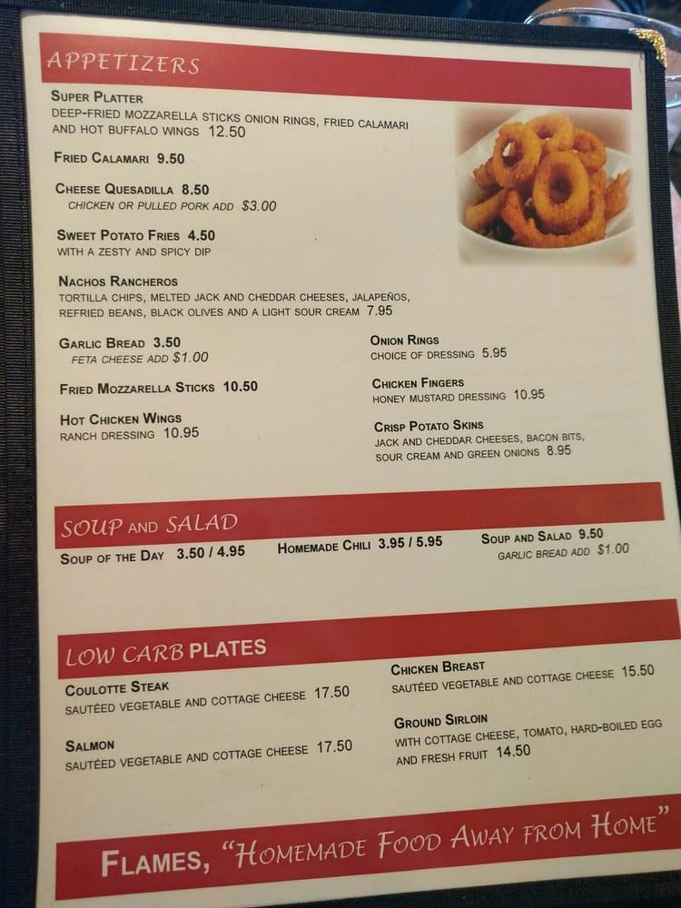Menu at Flames Coffee Shop restaurant, San Jose, Santa Teresa Blvd