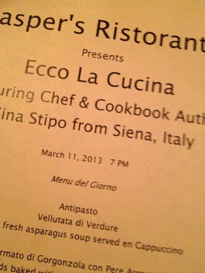 Menu at Jasper's Italian Restaurant, Kansas City