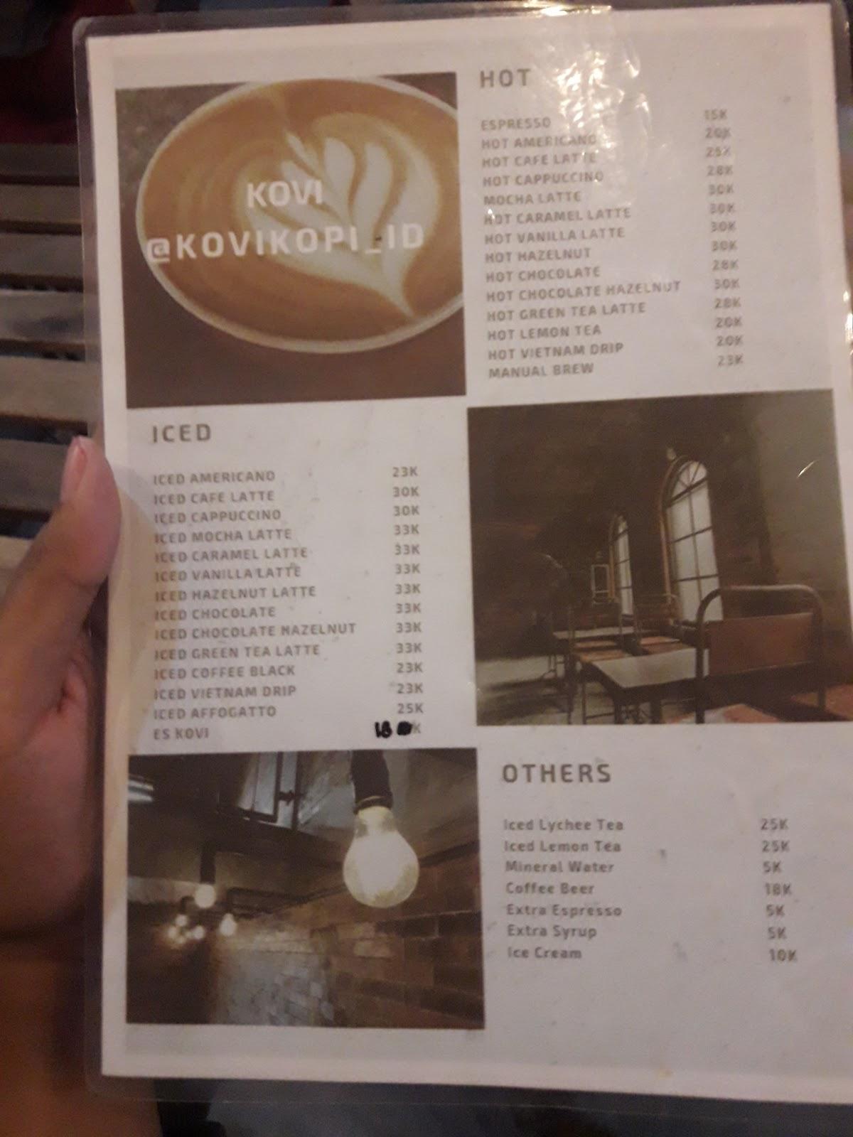 Menu at KoVi Kopi cafe, East Jakarta