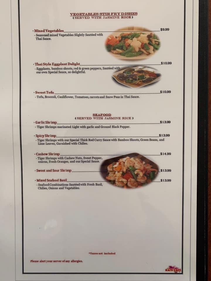 Menu at Mai's Café & Bistro, London