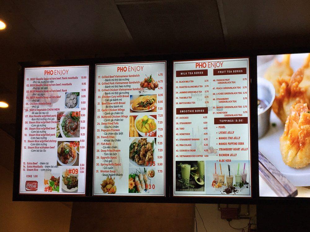 Menu at PHO ENJOY restaurant, San Jose