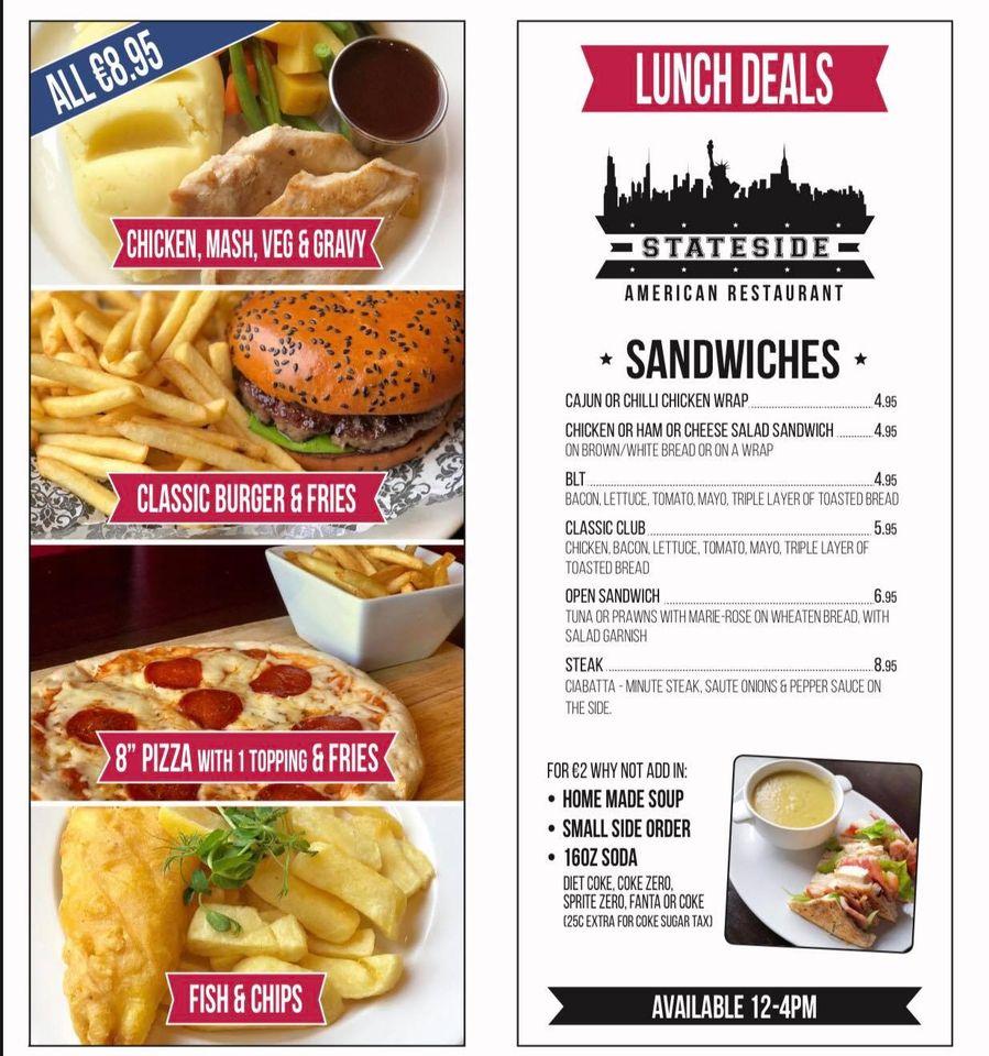 Menu at Stateside American Restaurant, Letterkenny