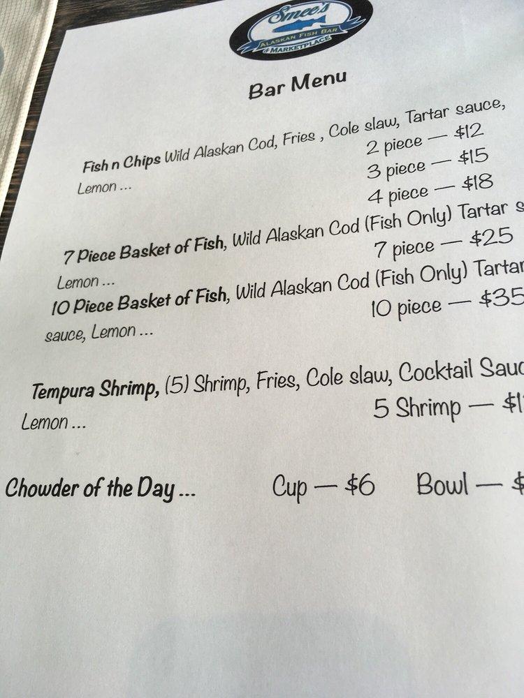 Menu at Smee's Alaskan Fish Bar & Market Place, Reno, 50 N Sierra St