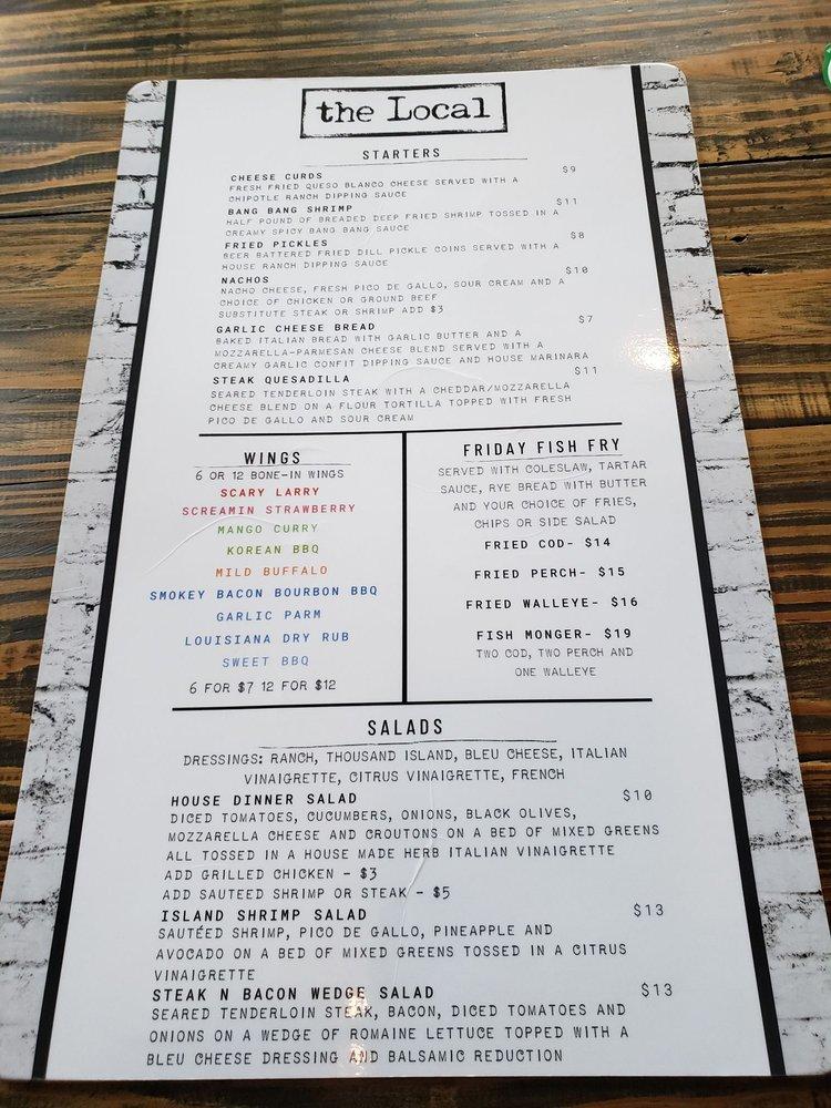 Menu at The Local pizzeria, Muskego