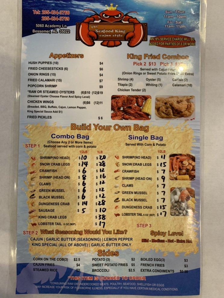 Menu at The Seafood King Bessemer restaurant, Bessemer